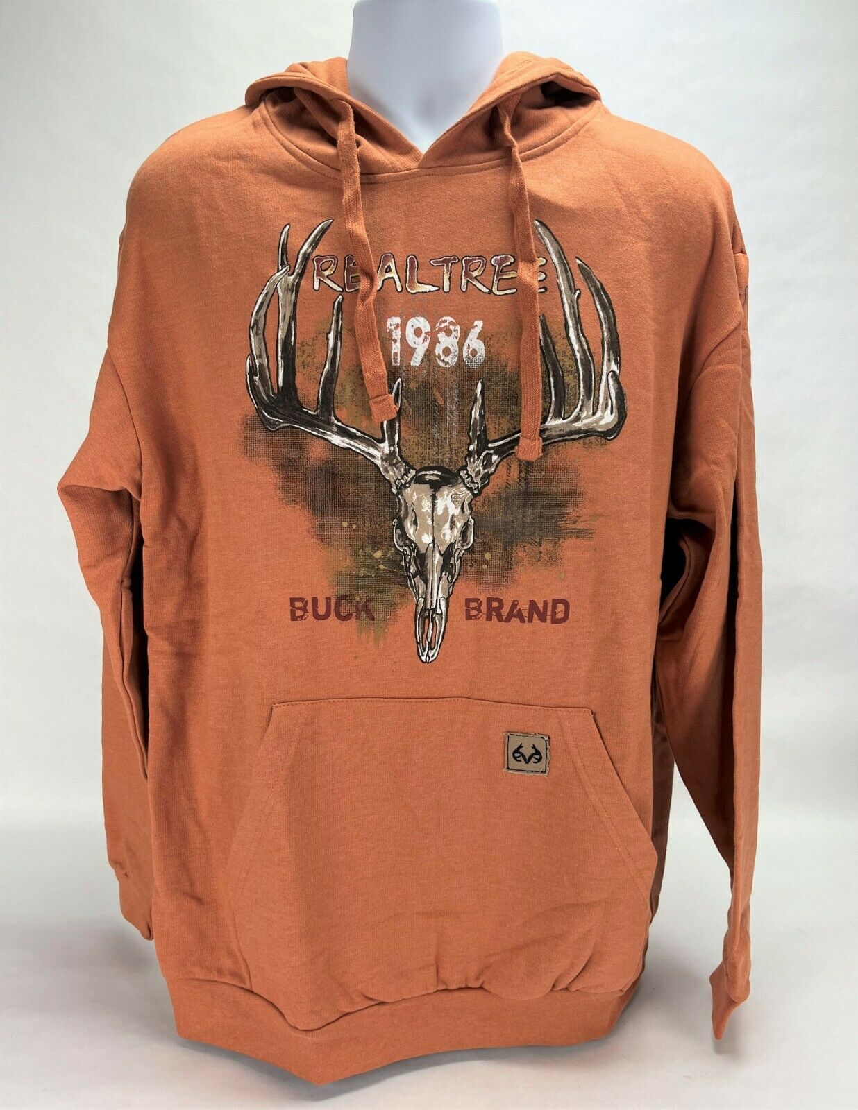 RealTree Men's Skull Canyon CVC Fleece Hooded Sweatshirt, Pumpkin, Lar ...