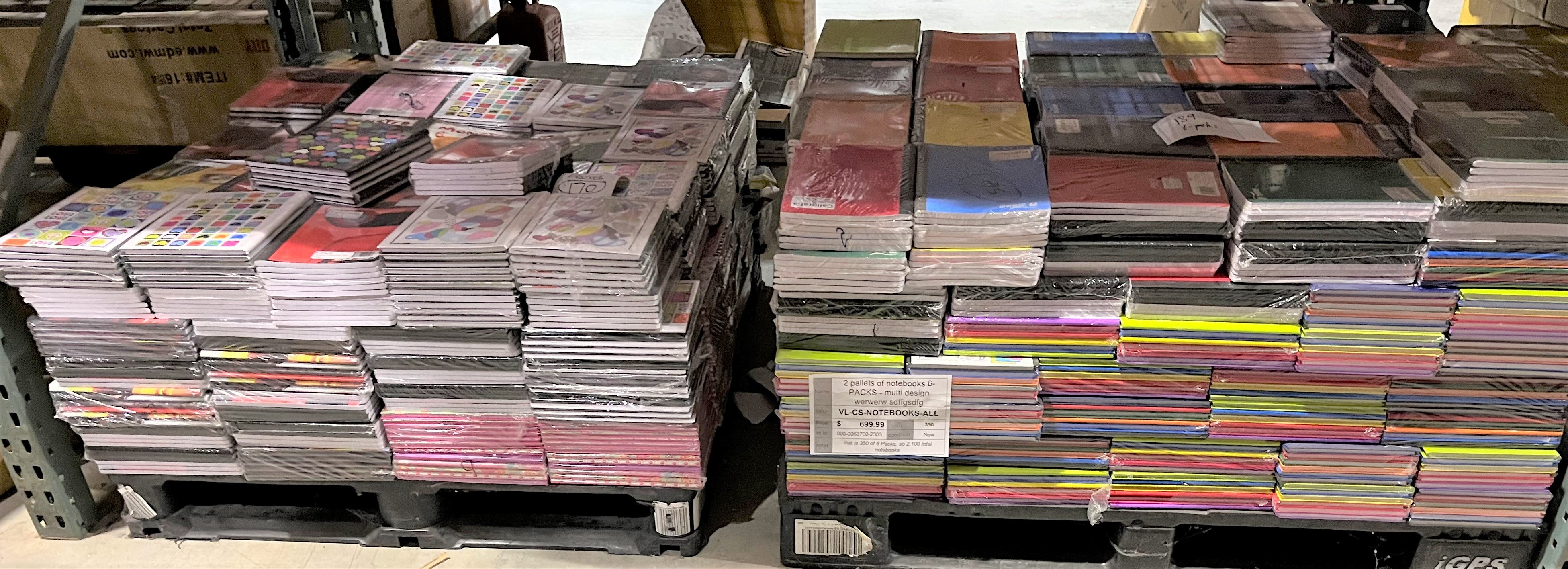 Lot of 2,000 Notebooks - Multiple Designs in Packs of Six - English ...